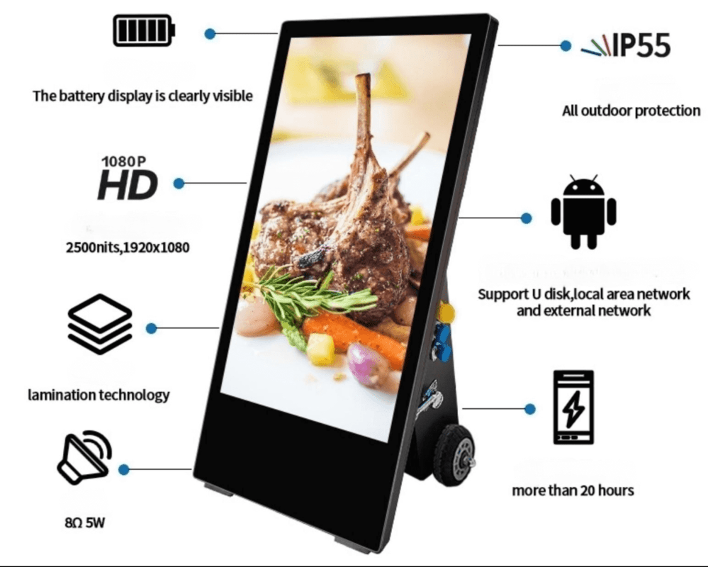 43 Inch Outdoor Foldable Digital Signage Display With Battery Powered ...
