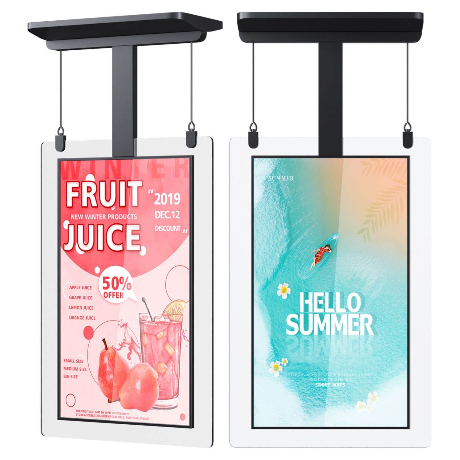 43 Inch Indoor Double-Sided Window Hanging Displays | FUNLCD