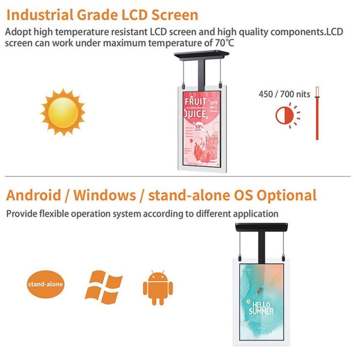 43 Inch Indoor Double-Sided Window Hanging Displays | FUNLCD