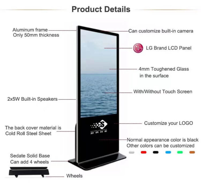 65 Inch Floor Standing Digital Signage For Retail Stores | FUNLCD